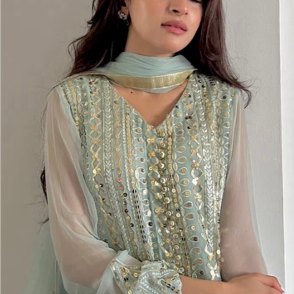 Rang E Haya | Salwars | Rang E Haya 4 Piece Light Green Pakistaniindiansalwar Kameez Sequin Set ...